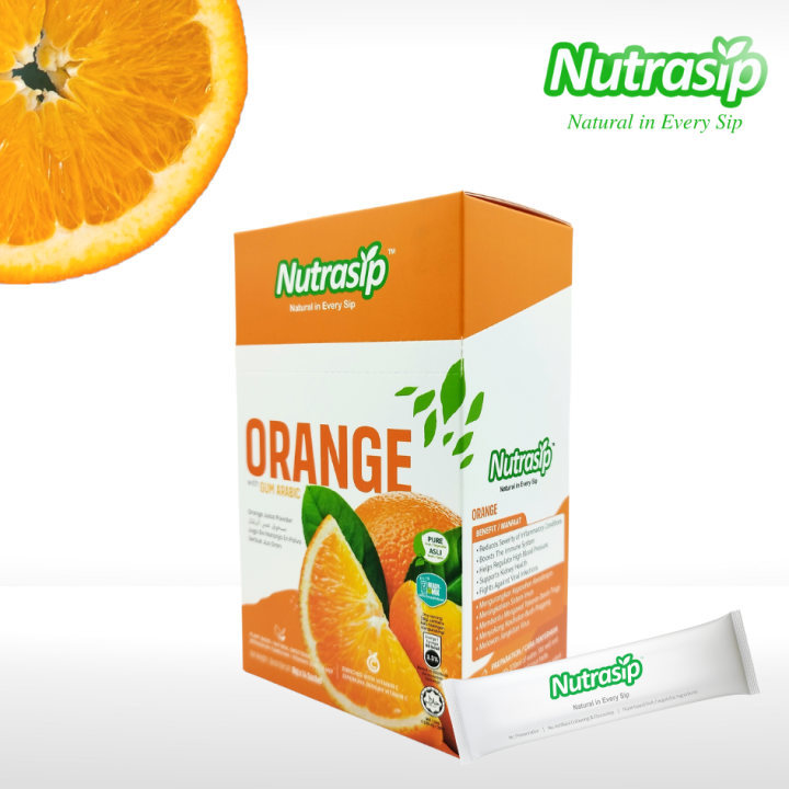 NUTRASIP Pure Orange Powder with Arabic Gum, Natural Sweetener, No ...