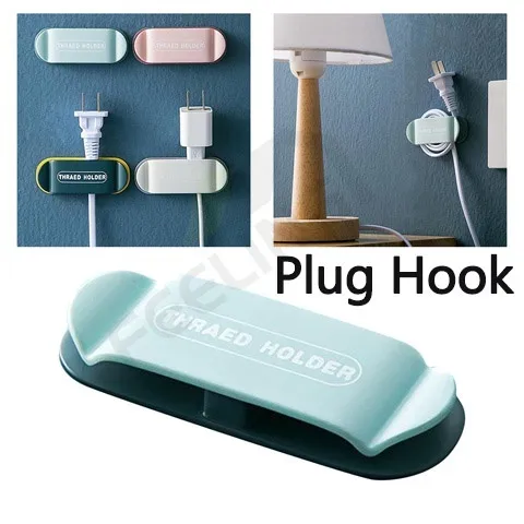 Wall Mount Self-Adhesive Hook, Power Plug Socket Holder USB Cable ...