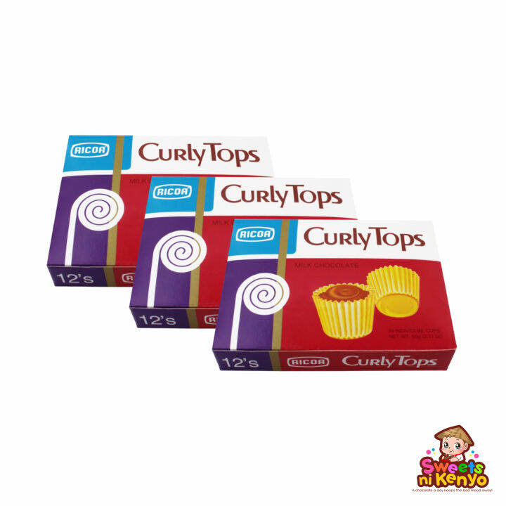 [BUNDLE OF 3] Ricoa Curly Tops Milk Chocolate Box | 75g | Lazada PH