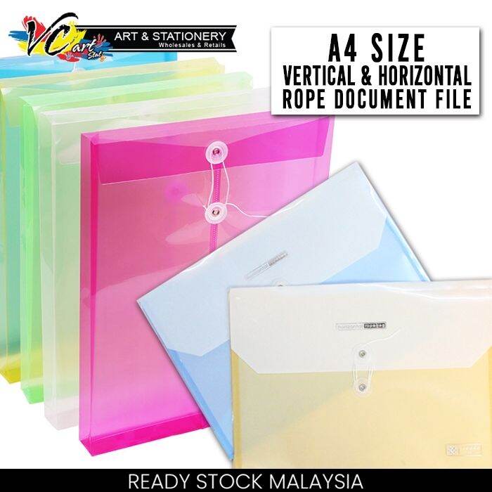 A4 Size Rope Document File Clear/Solid Colour (Vertical/Horizontal ...