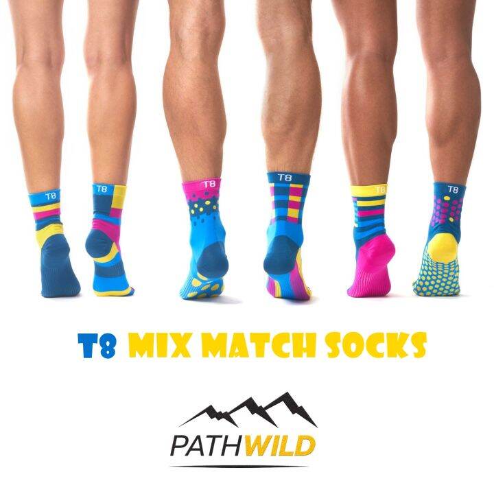 T8 Mix Match Socks ถุงเท้าวิ่ง ถุงเท้ากีฬา ถุงเท้าออกกำลังกาย ถุงเท้า ...