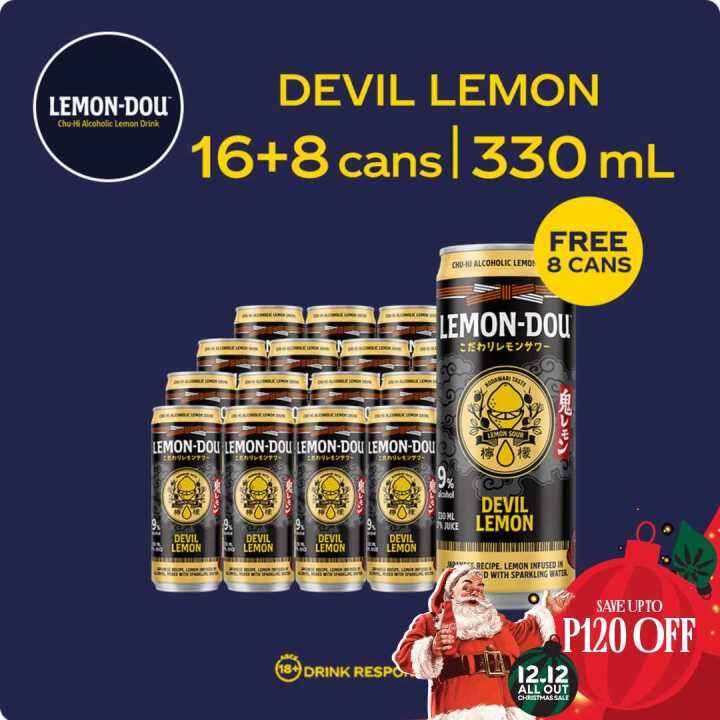 [BUY 16, GET 8 FREE] Lemon-Dou Devil Lemon 330mL - Pack of 24 | Lazada PH