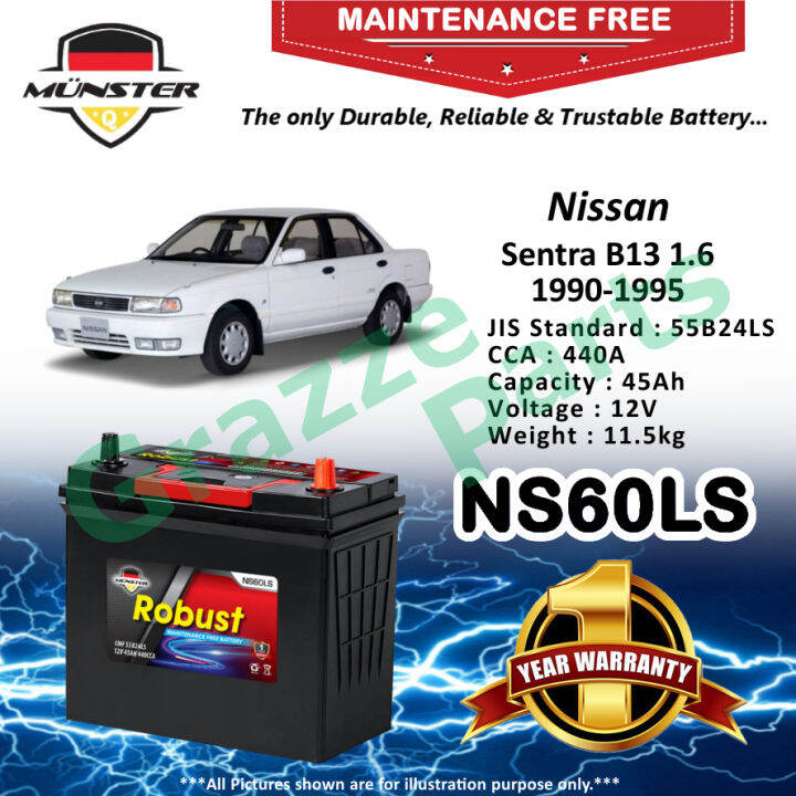 Münster Robust MF CMF NS60LS | 55B24LS (45AH) Car Battery Bateri Kereta ...