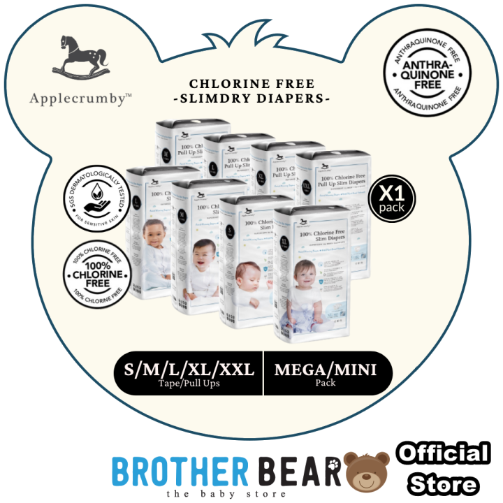 [NEW DESIGN] Applecrumby Chlorine Free SlimDry EasyDay Diapers (Mega ...