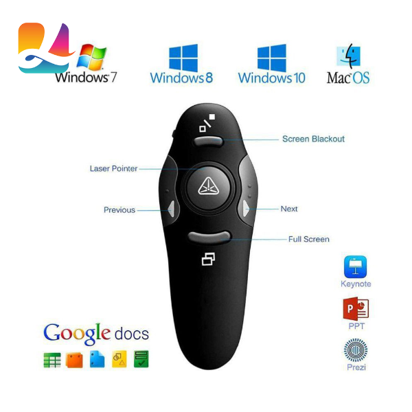 USB 2.4GHz Wireless PPT PowerPoint Presenter Pointer Clicker Laser ...