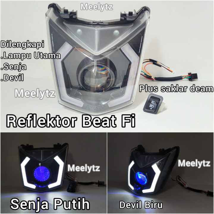 Reflektor Beat Fi Plug & Play plus lampu utama putih jauh dekat cut off ...
