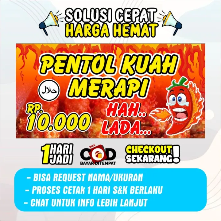 Spanduk/Banner/Backdrop Bakso Pentol Murah Terbaru Bisa Ganti Nama Dan ...
