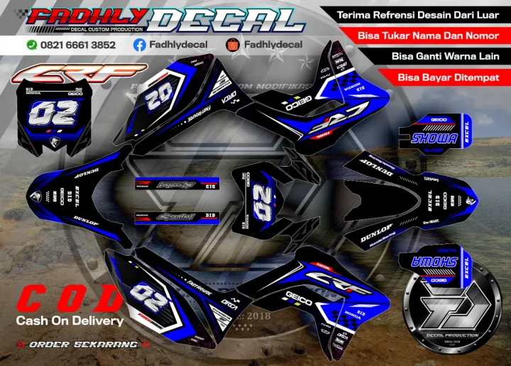 ⭐⭐⭐⭐⭐ Decal Dekal Sticker CRF 150L Biru Dengan Double Head keren Dengan ...