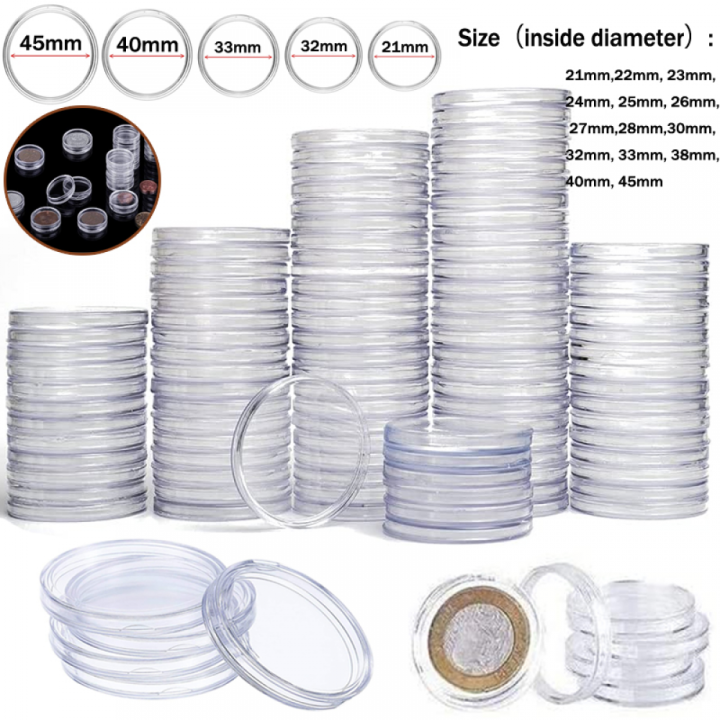 10/25/50pcs/lot Transparent Plastic Coin Holder Coin Collecting Box ...
