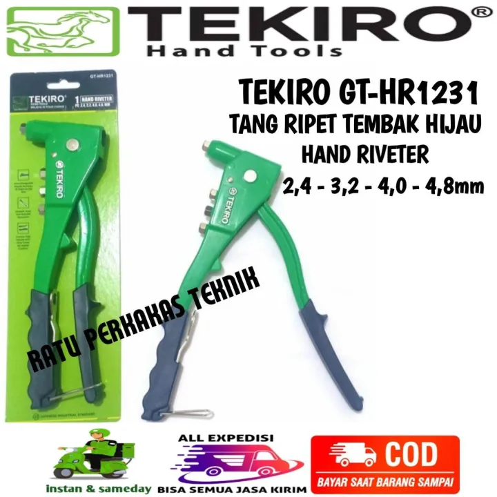 TANG RIVET TEKIRO GT-HR1231 / HIJAU / ASLI / RIPET / HAND RIVETER ALAT ...