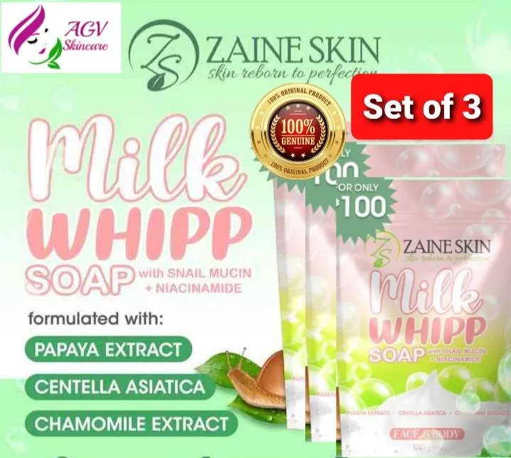 (SET OF 3) ZAINE MILK WHIPP SOAP WITH SNAIL MUCIN + NIACINAMIDE. 3X135G ...