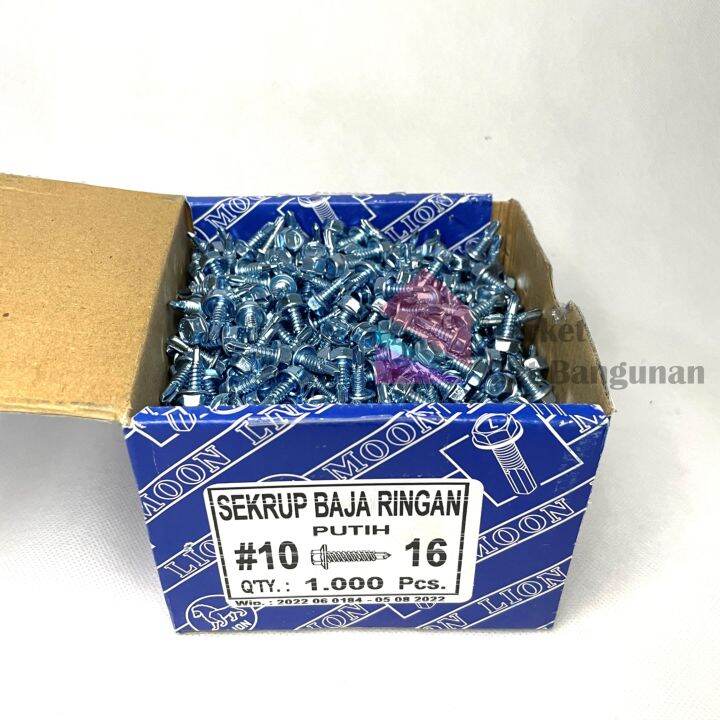 Baut Baja Ringan 10 x 16 MOON LION 1 Pak (1000 Pcs) / Sekrup Baja ...