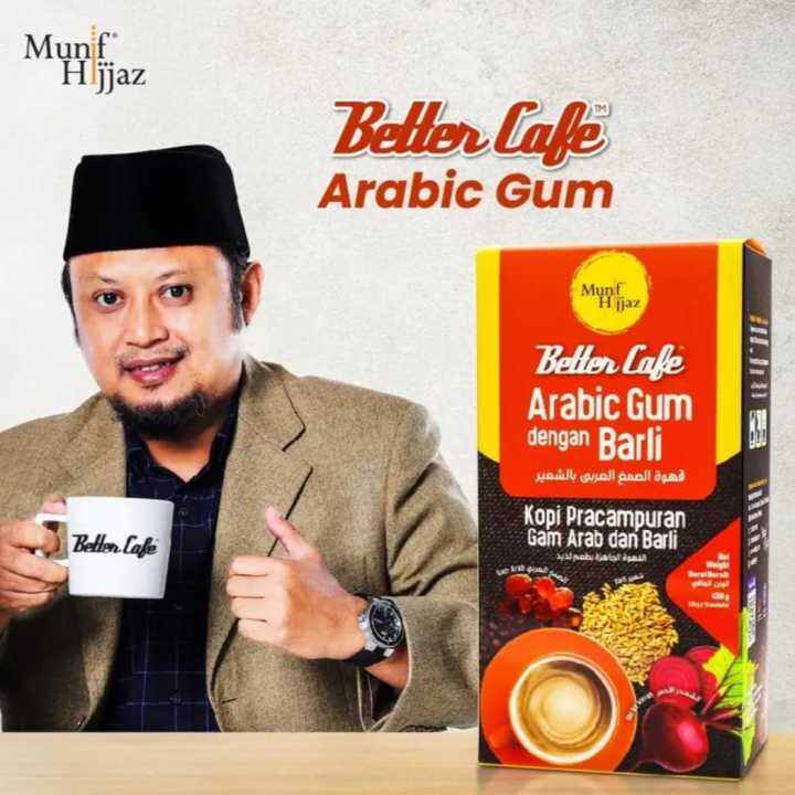 Munif Hijjaz Better Cafe Arabic Gum with Barley | Kopi Arabic Gum Barli Kotak (15sachets x 30g ...