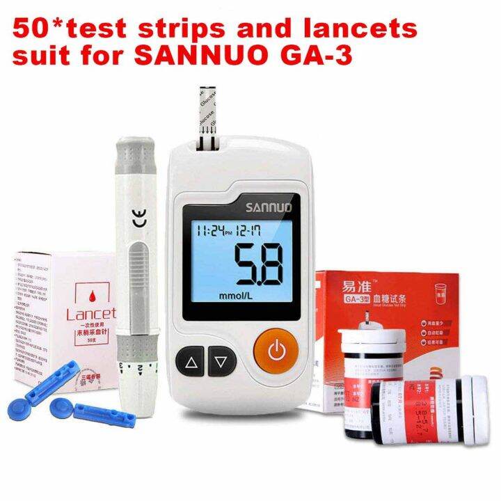 sinocare Glucometer GA-3 Blood Glucose Set with 50pcs Test Strips Blood ...