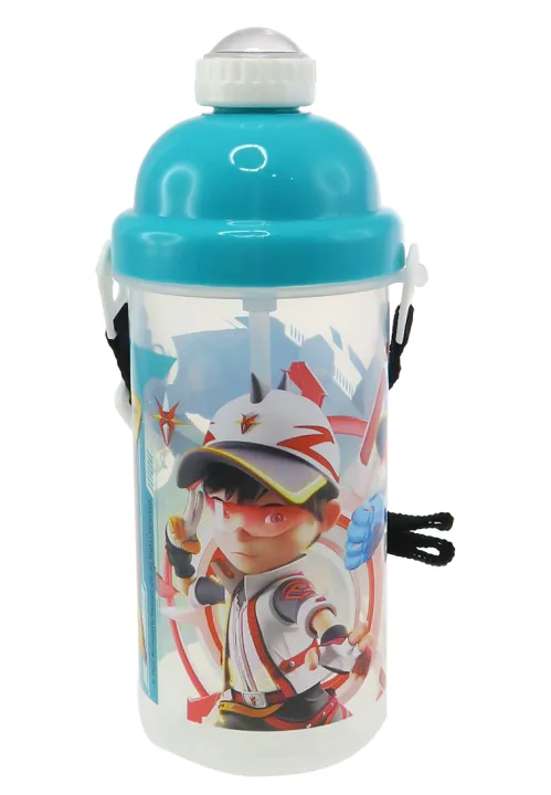 Boboiboy Fusion Blue PP Water Bottle With Straw (350ML) | Lazada