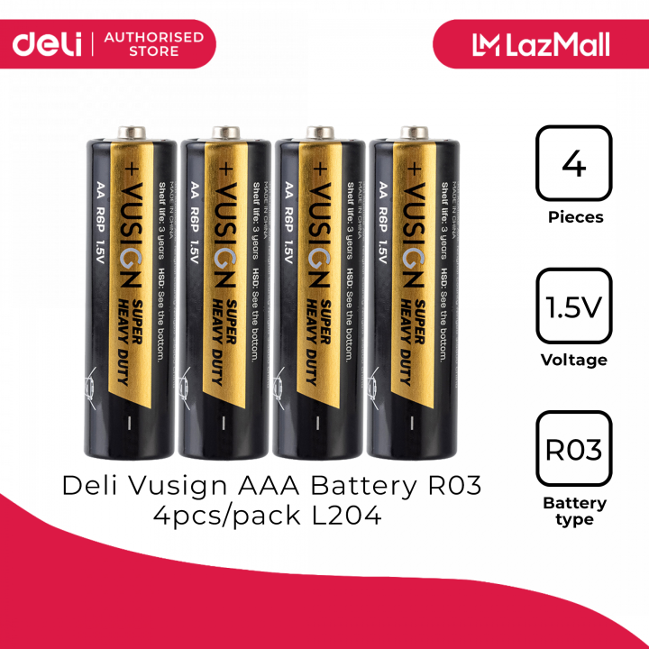 Deli Vusign AAA Battery R03 4pcs/pack L204 [79L204] | Lazada PH