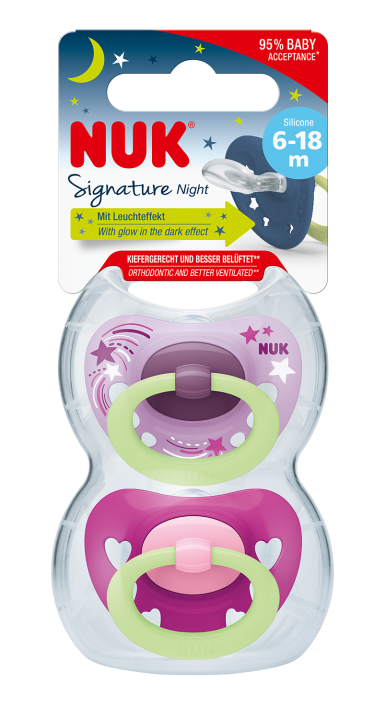 Nuk Sil Soother S2 Signature Night 2 Box (Pink) | Lazada PH