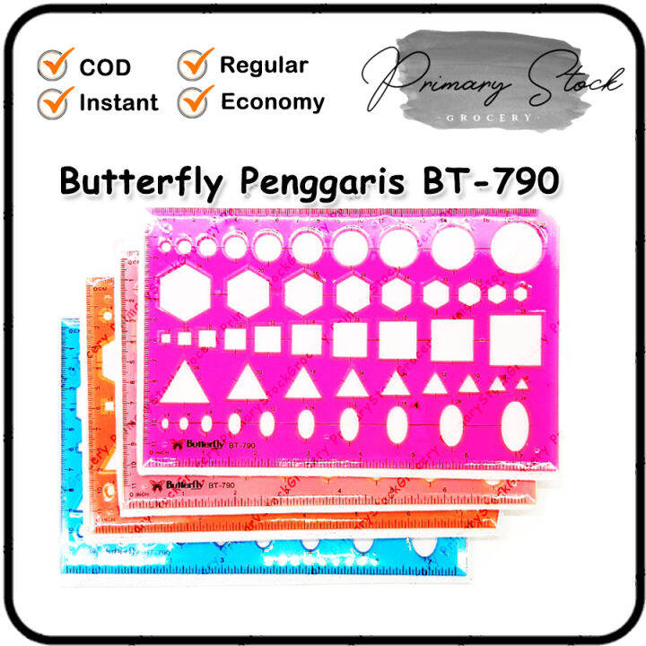Penggaris Cetakan Lingkaran Geometri Bangun Datar Sablon Butterfly BT ...
