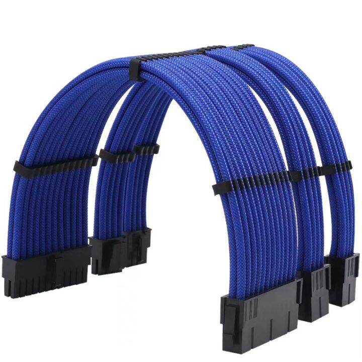 30cm ATX Motherboard CPU Extension Cable Kit Nylon-Braided 24Pin / CPU ...