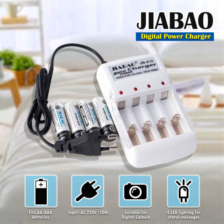 ORIGINAL | JB 212 charger with 4 rechargeable 600mAh batteries (AA ...