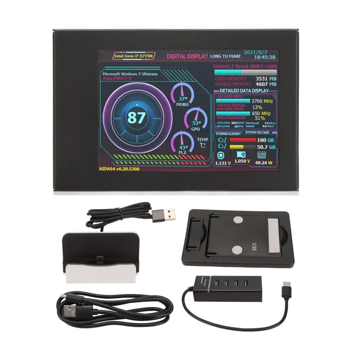 3.5in IPS PC Temp Monitor USB Mini Screen AIDA64 PC CPU RAM Data ...