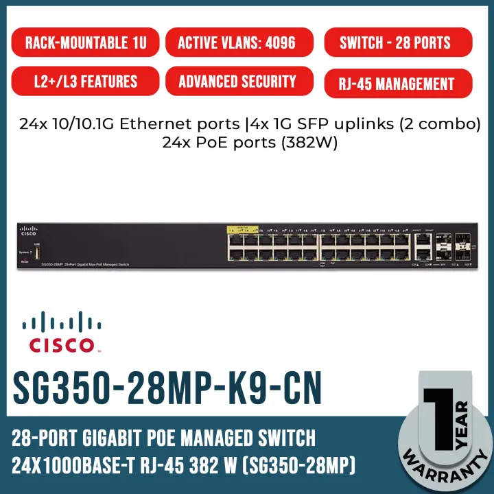 SG350-28MP-K9-CN | Cisco Switch | 28-port Gigabit POE Managed Switch ...
