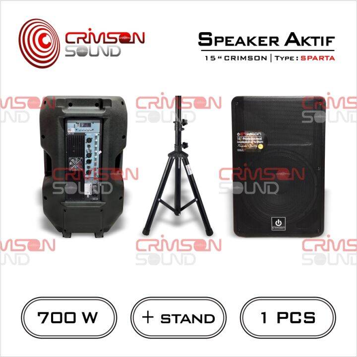 SPEAKER AKTIF 15 Inch SUPER BASS CRIMSON - SPARTA + STAND | Lazada ...