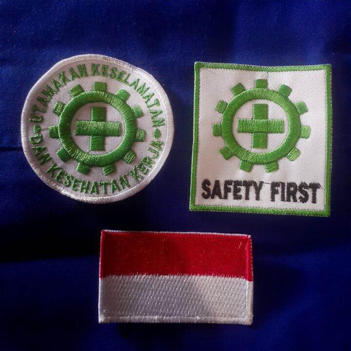 Bordir Logo Safety First - Bedge K3 - Bendera Merah Putih - Emblem ...