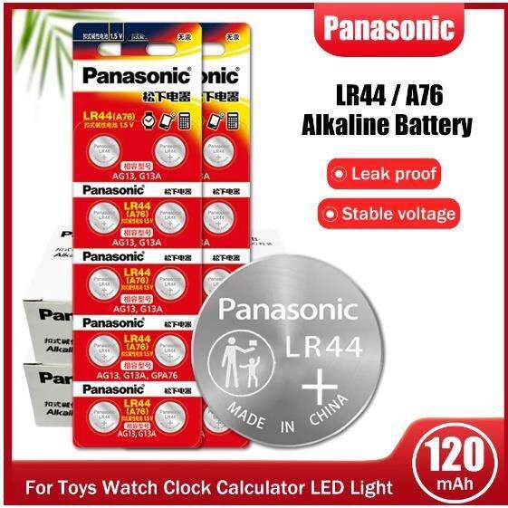 10PCS Panasonic LR44 A76 AG13 LR1154 SR1154 SR44 GP76 1.5V Alkaline ...