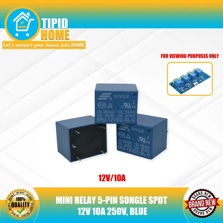 MINI RELAY 5-PIN SONGLE SPDT 12V 10A 250V, BLUE | Lazada PH