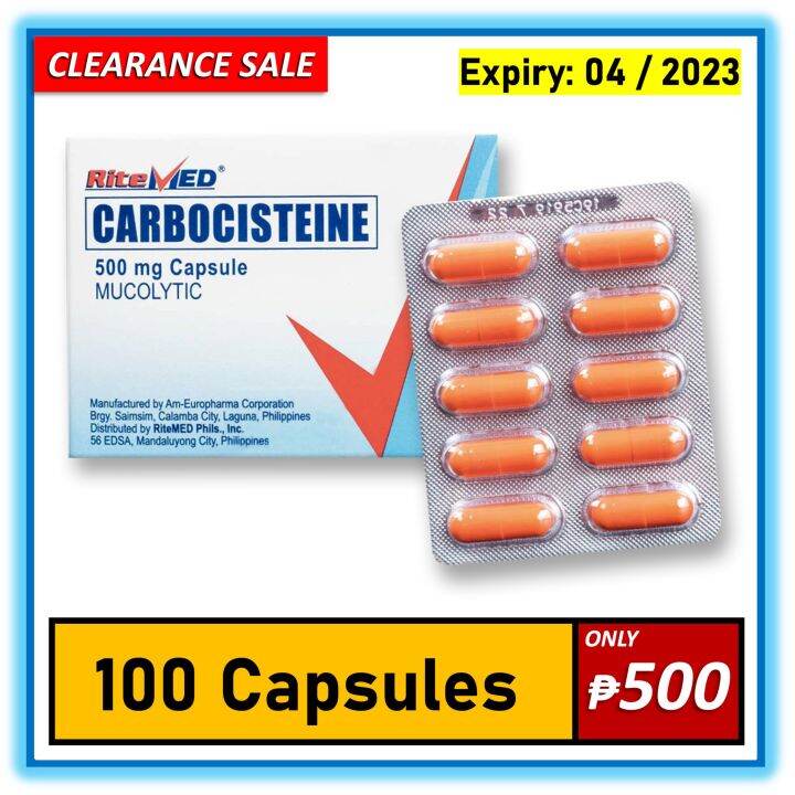 RiteMed Carbocisteine 500mg (100 capsules) Mucolytic Alternative to ...