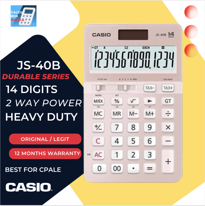 CASIO JS40B HEAVY DUTY DESKTOP CALCULATOR WITH 12 MONTHS WARRANTY ...