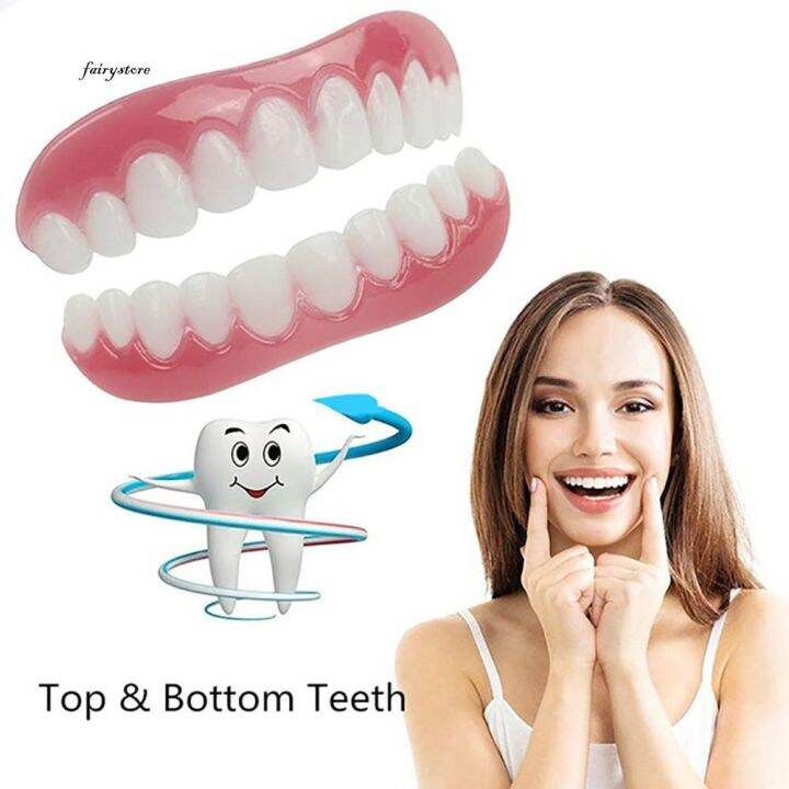 HBESTY Fairy＆Silicone Smile Cosmetic Teeth Snap On Secure Upper Lower ...