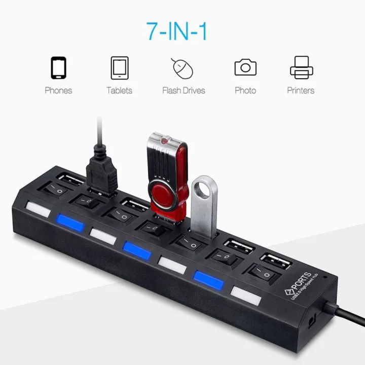 Multi Port USB 2.0 Hub Distributor Switch USB Disk Card Reader ...