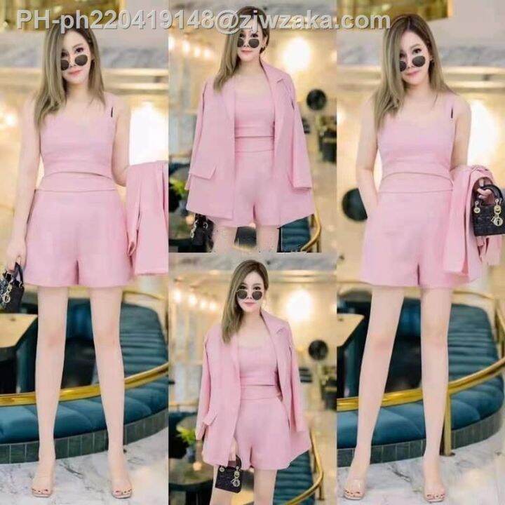 terno women outfit New 3in1 fashion terno ( topsando short and blazer ...