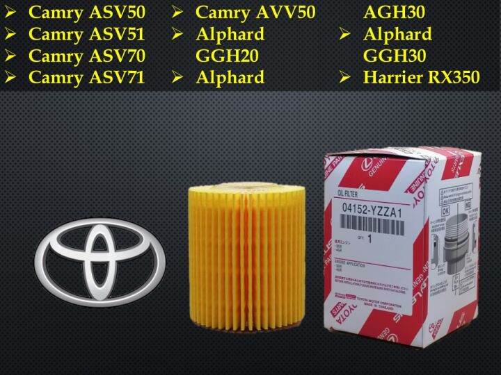 Toyota - Alphard Vellfire 3.5cc Camry Hybrid AVV50 Estima ACR50 Harrier Oil Filter 04152-YZZA1 ...
