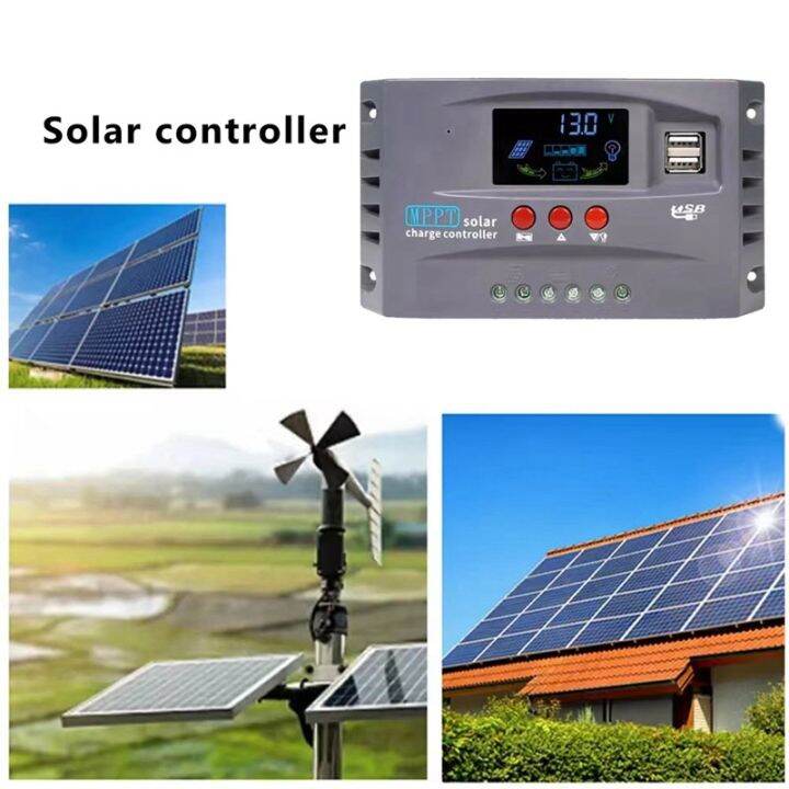 12V 24V MPPT Solar Charging Controller Display Dual USB Voltage ...