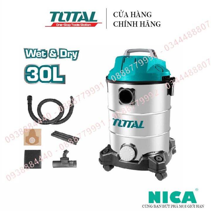 1300W Máy hút bụi 30L TOTAL TVC13301 Hút khô và ướt. Điện áp: 220V-240V ~ 50 / 60Hz Công suất ...