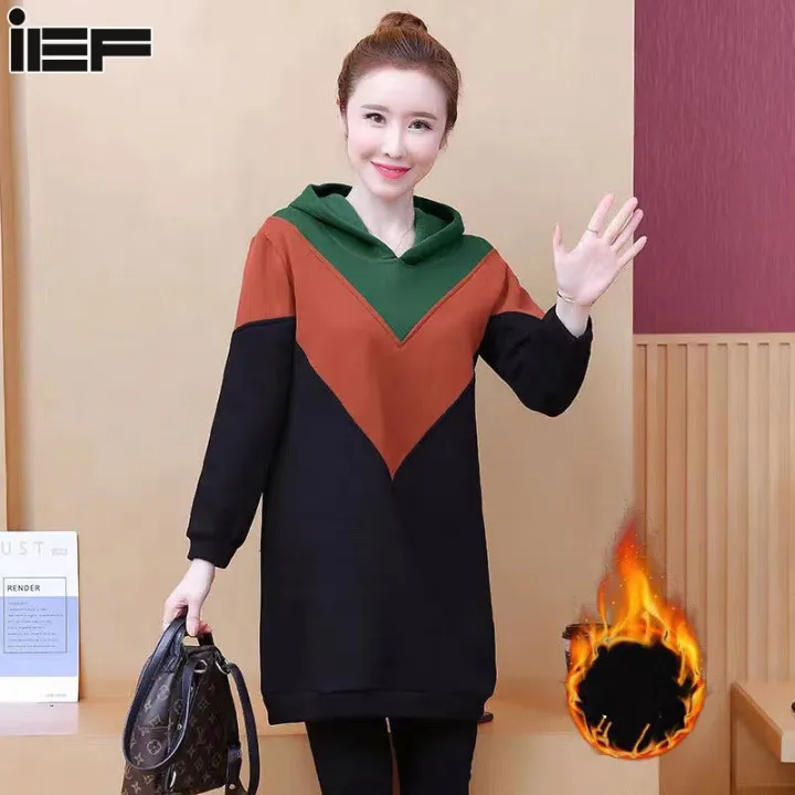 IEF 2022เวอร์ชั่นเกาหลีของคลุมด้วยผ้าหนาแขนยาว S Plice กระโปรงแม่ชุดหลวมขนาดใหญ่กับชุดสีผู้หญิง ...