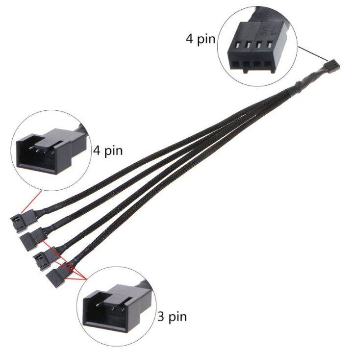 PWM 4pin พัดลมแขนสั้น Extension Splitter อุปกรณ์เชื่อมโยงสาย,เมนบอร์ด CPU 4 Pin 2 4 Way 4Pin ...