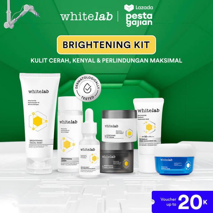 Whitelab 7pcs Brightening Paket Wajah - Facial Wash, Toner, Serum ...