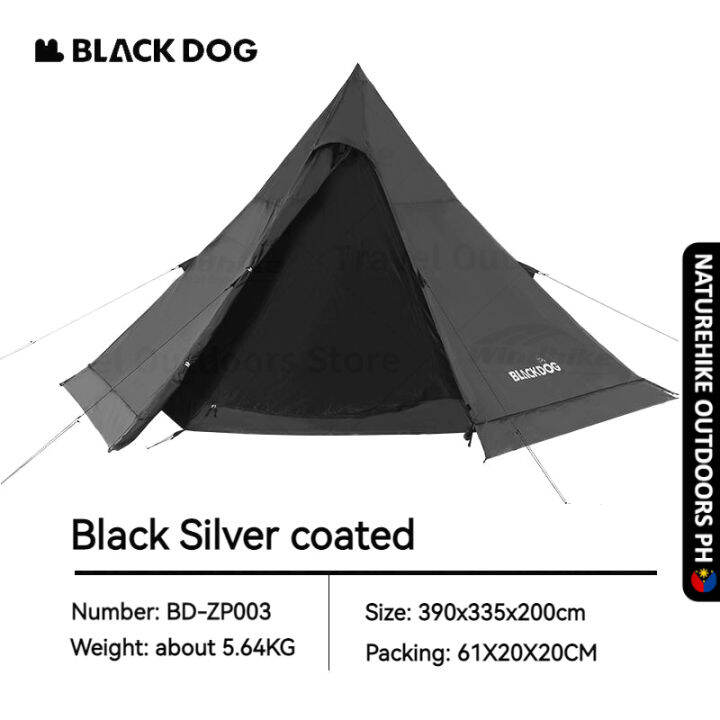 BLACKDOG by Naturehike Hexagon Pyramid Black Tent for 3 to 4 Person ...