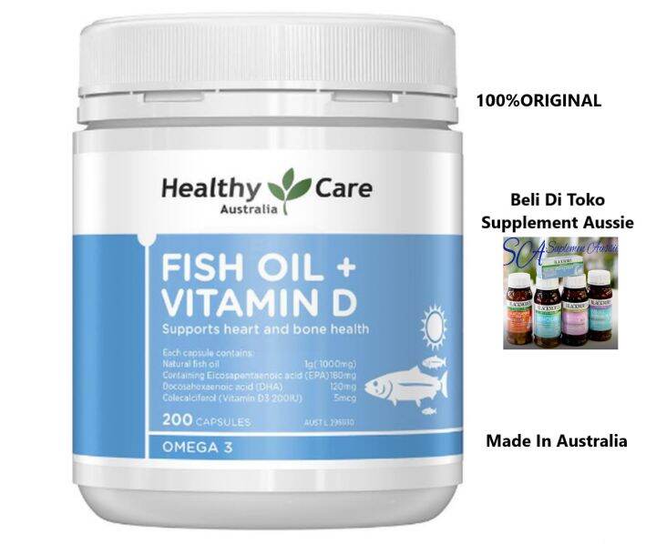Healthy Care Fish Oil + Vitamin D 200 kapsul | Lazada Indonesia