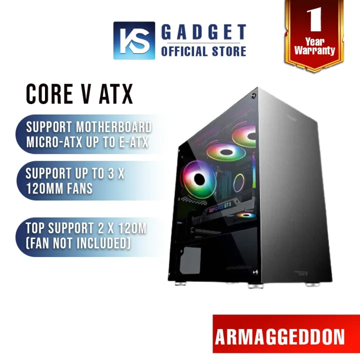 Armaggeddon Core V | ATX Gaming PC Case with Tempered Glass Side Panel ...