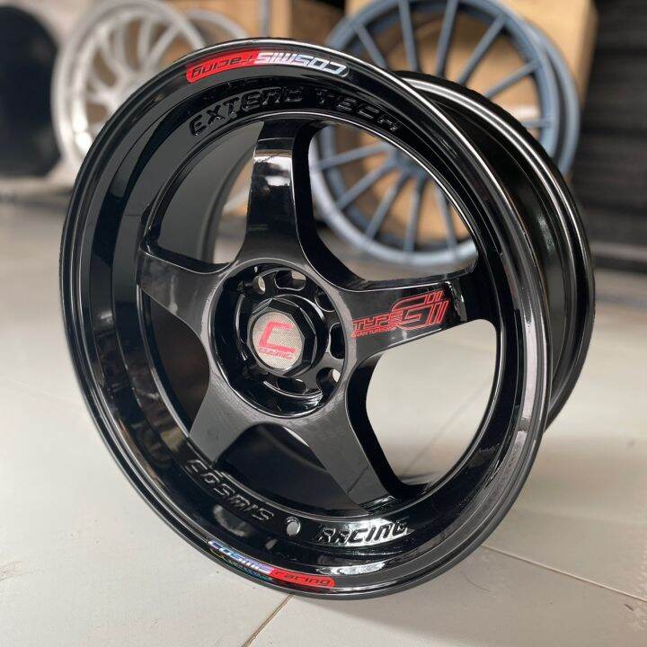 ล้อแม็กขอบ 15x7.0 4H100 ET+35 CB67.1 🚘ยี่ห้อ Cosmis รุ่น TYPE-GV.2 สีดำเงา 🔥(ราคาต่อ1วง) ขายยก ...