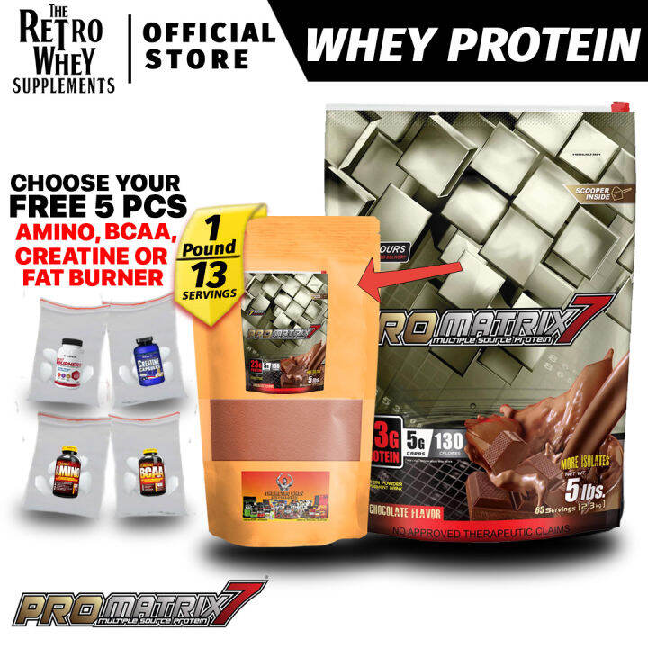 Promatrix7 Whey Protein 1 Pound CHOOSE your FREE 5pcs. Amino, BCAA ...