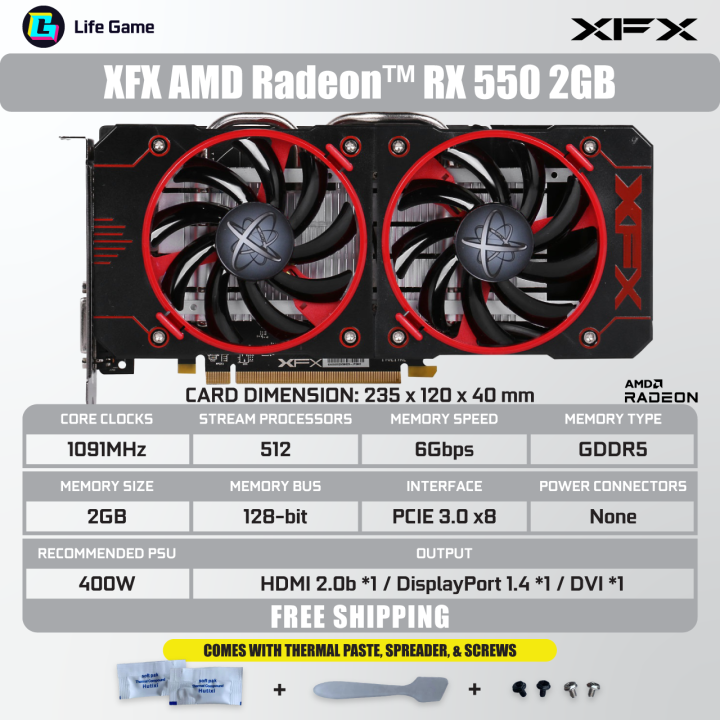 Used XFX AMD Radeon™ RX 550 2GB AMD Graphic Graphics Card grafik cards ...