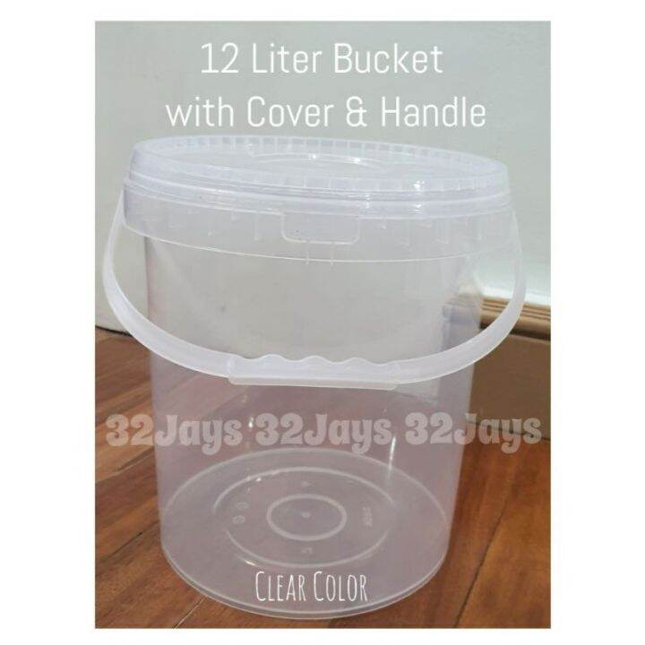 Empty 12 Liter Bucket with Cover and Handle Plastic Container 12L Pail ...