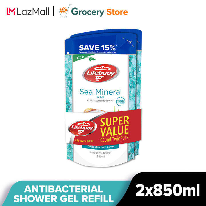 Lifebuoy Antibacterial Shower Gel Refill Sea Salt Twin Pack 850ml x 2 | Lazada