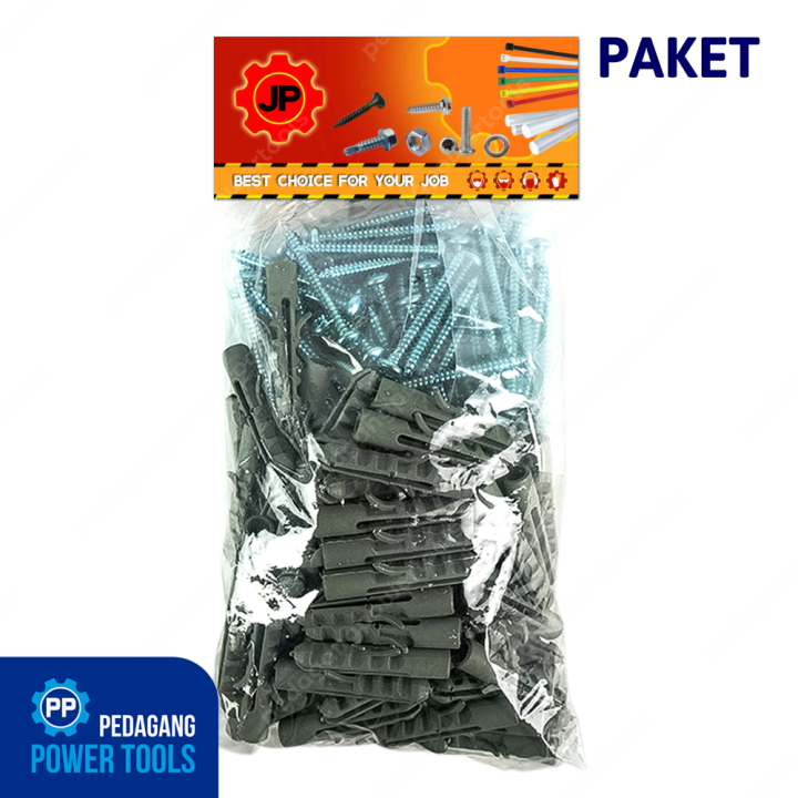 PAKET JP S8 ANGKUR SKRUP 100 PCS LUBANG BETON DINDING BATA RINGAN BAUT ...